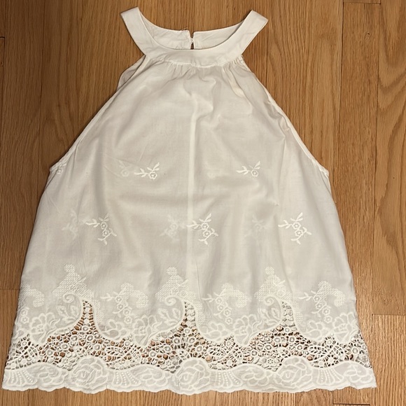 Caution To The Wind | Tops | White Cutwork Eyelet Embroidered Halter ...